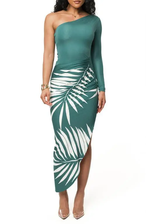 JLUXLABEL Printed One-shoulder Maxi Dress