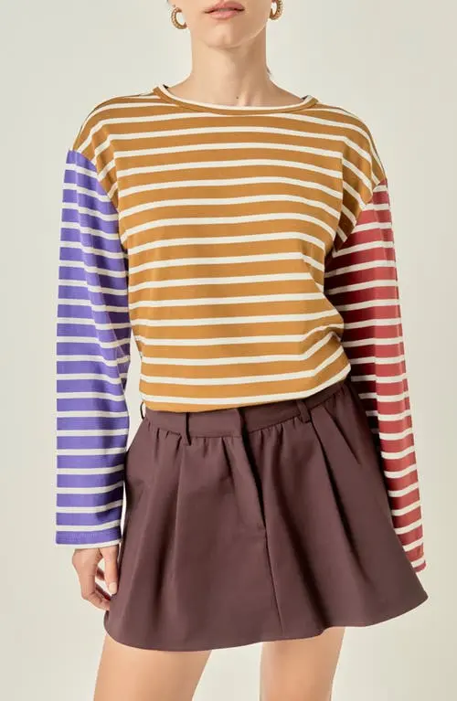 English Factory Striped Colorblock Top - Copper Multi