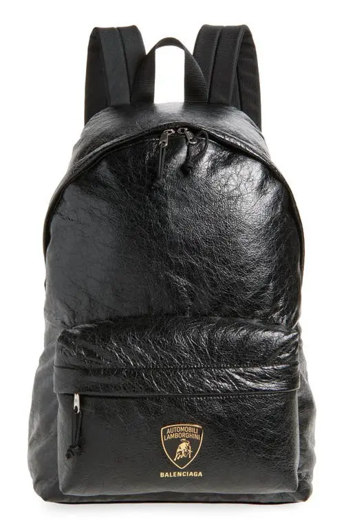 Balenciaga X Automobili Lamborghini Explorer Leather Backpack - 1000 Black