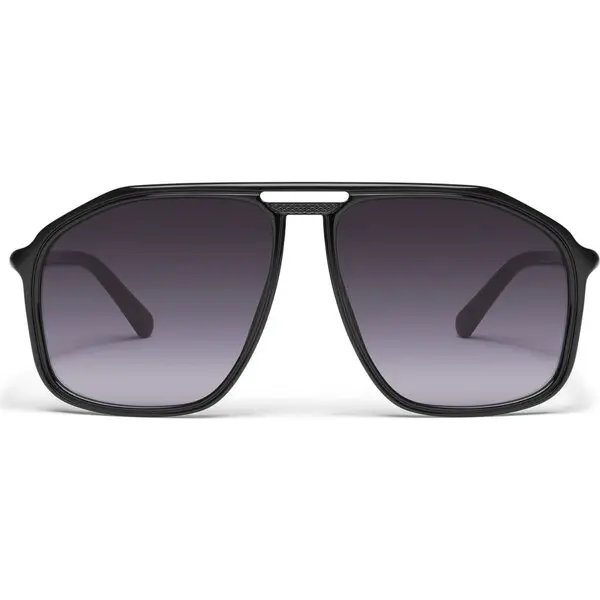 Quay Studio Sesh 60mm Aviator Sunglasses - Black/ Smoke