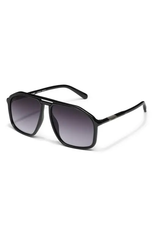 Quay Studio Sesh 60mm Aviator Sunglasses - Black/ Smoke