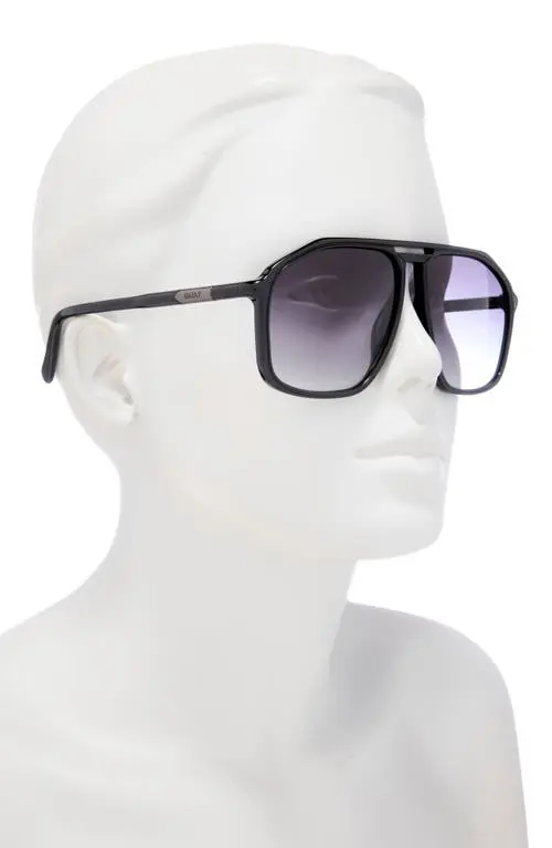 Quay Studio Sesh 60mm Aviator Sunglasses - Black/ Smoke
