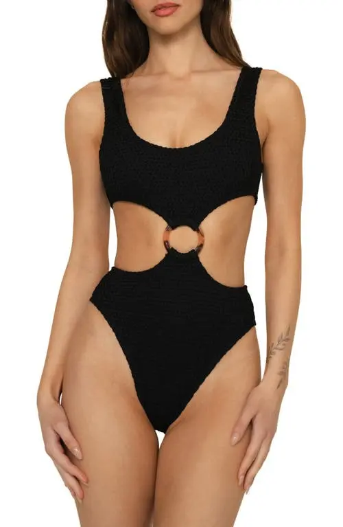 MONTCE Cutout One-piece Swimsuit - Black Crochet