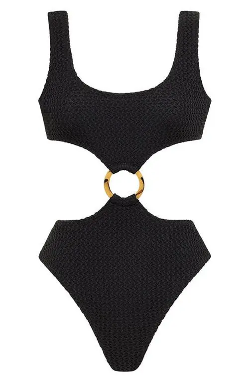 MONTCE Cutout One-piece Swimsuit - Black Crochet