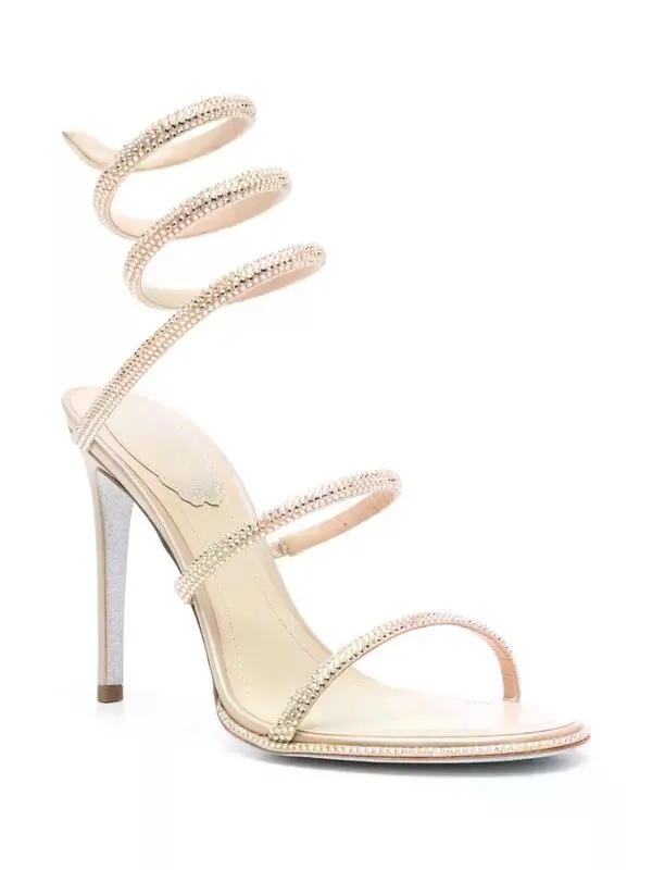 Rene Caovilla 100mm Cleo Embellished Sandals - Neutrals