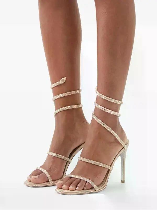 Rene Caovilla 100mm Cleo Embellished Sandals - Neutrals