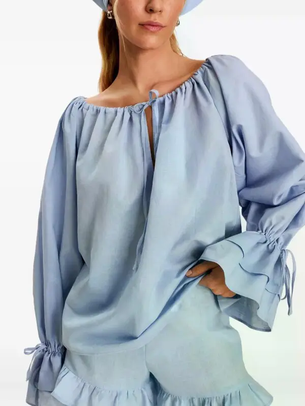 Sleeper Ruffled-hem Shorts Set - Blue