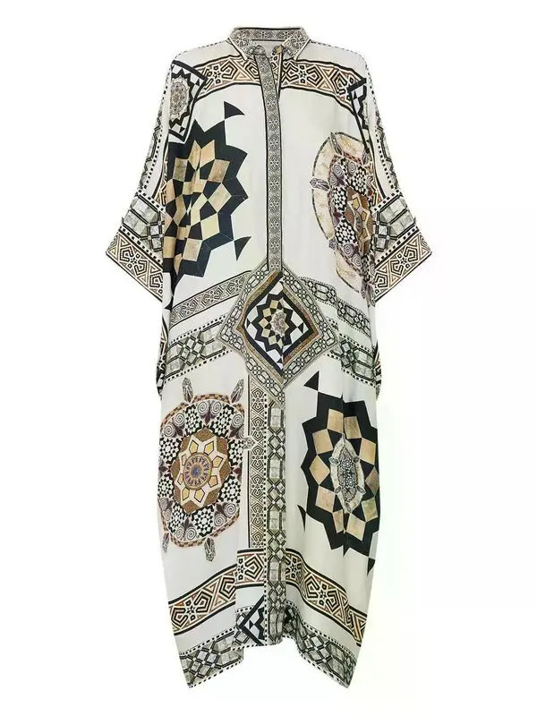 Camilla Tile Style-print Kaftan - White