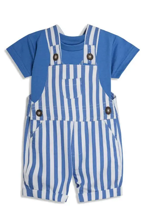 JOJO MAMAN BEBE Cotton T-shirt And Stripe Overalls Set - Blue