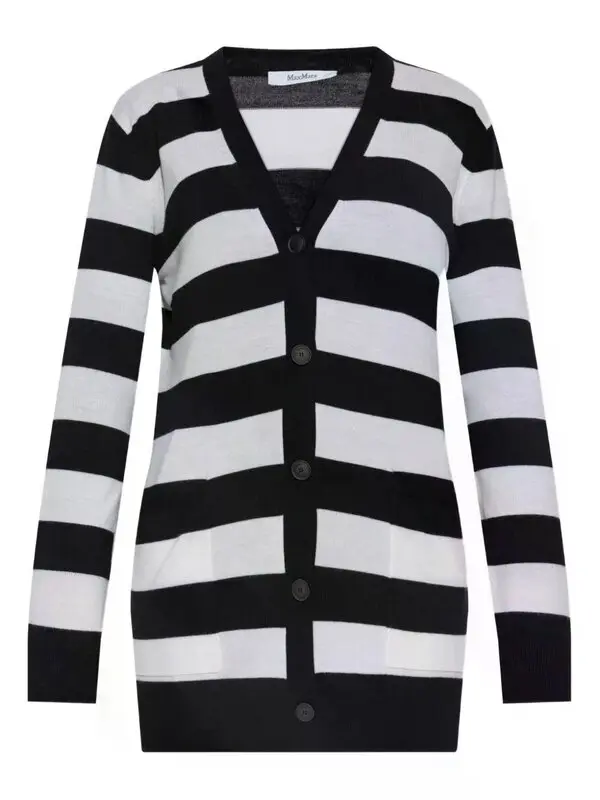 Max Mara Striped Button-up Cardigan - Black