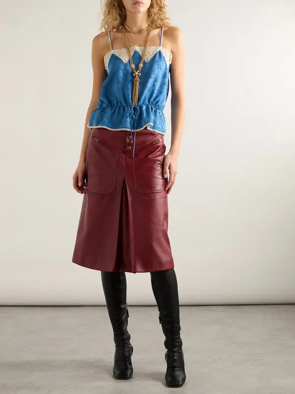 Chloé Lace-trimmed Silk-jacquard Camisole - Blue