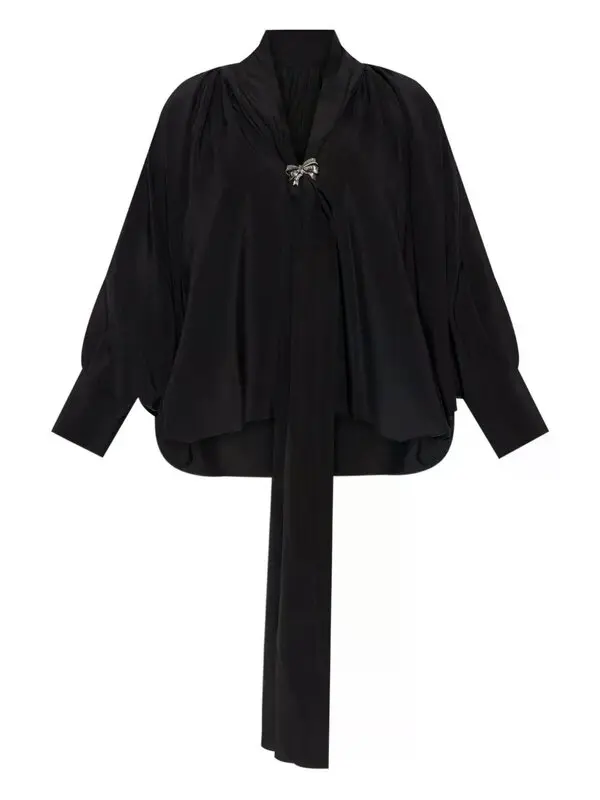 Max Mara Tie-front Silk Blouse - Black