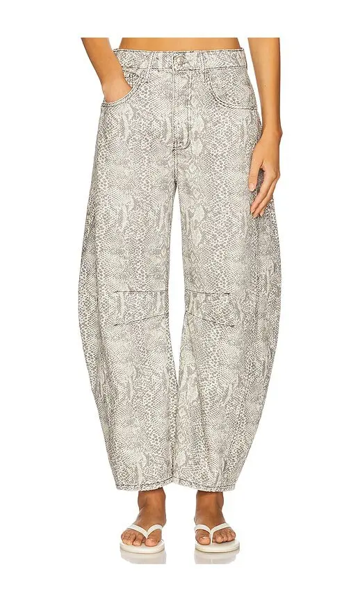 Free People Goodluck Printed Barrel Pant - Snake Combo