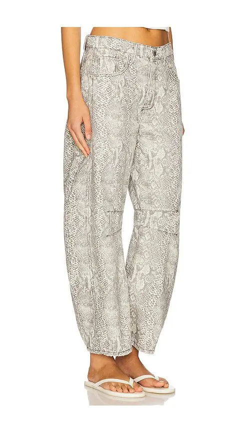 Free People Goodluck Printed Barrel Pant - Snake Combo