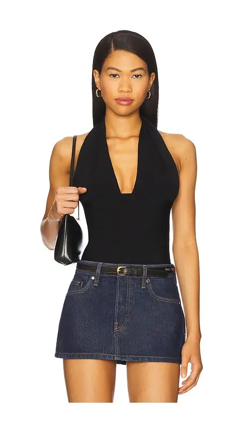 WeWoreWhat Knit Halter Top - Black