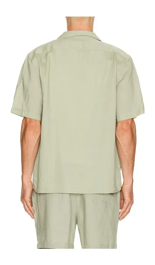 Onia Air Linen Convertible Vacation Shirt In Green - Elm
