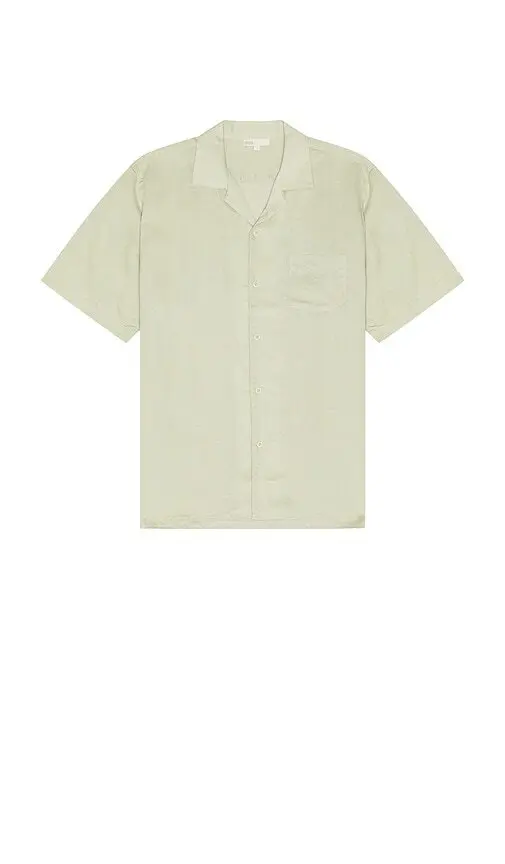 Onia Air Linen Convertible Vacation Shirt In Green - Elm
