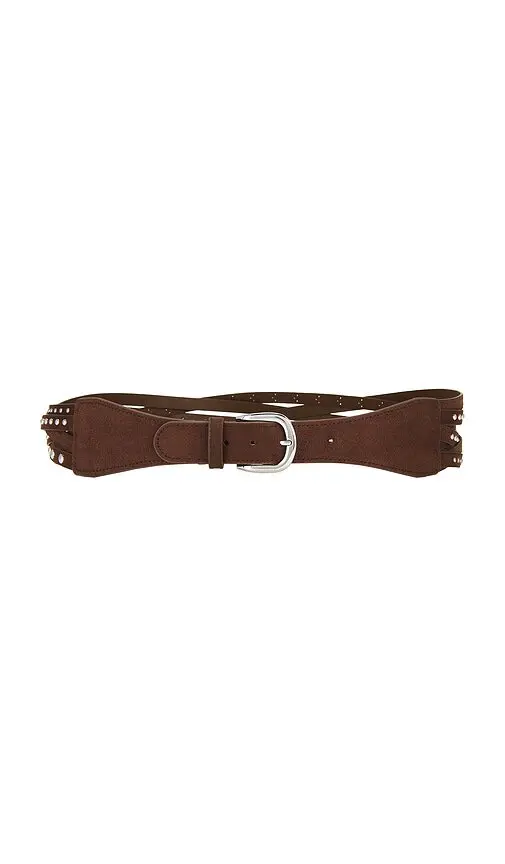 8 Other Reasons Suedette Studded Belt - Dark Brown