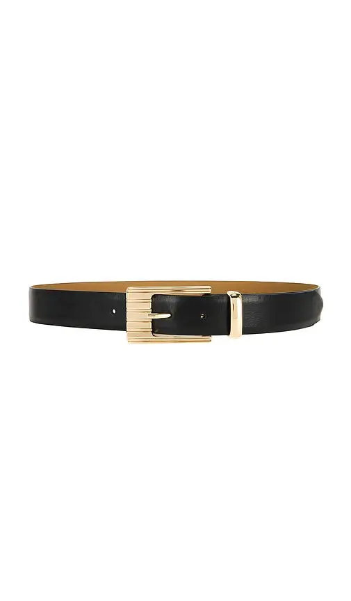 Ettika Engraved Buckle Leather Belt - Black