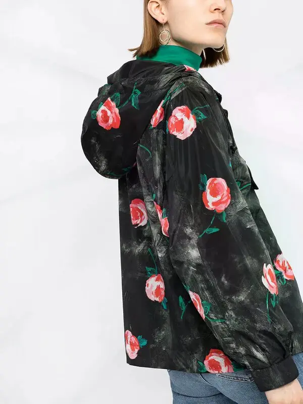 Moschino Rose Pattern Hooded Windbreaker