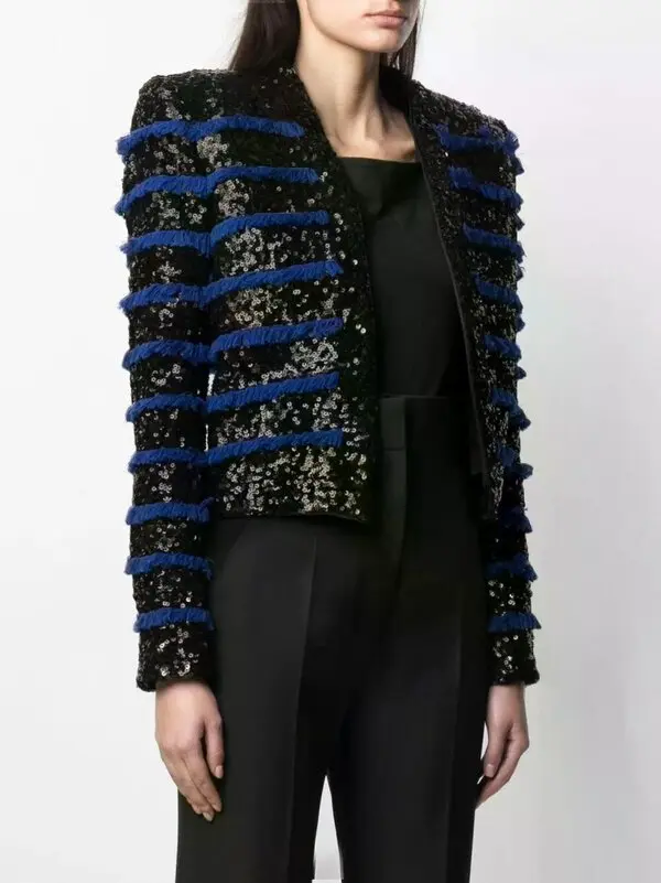 Balmain Sequinned Fringed Jacket