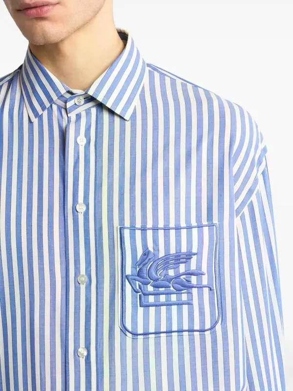 Etro Pegaso-embroidered Striped Shirt