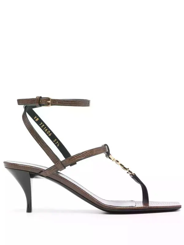 Saint Laurent Cassandra 60mm Leather Sandals - Brown