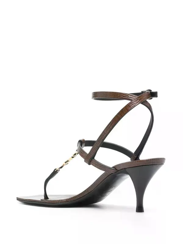 Saint Laurent Cassandra 60mm Leather Sandals - Brown
