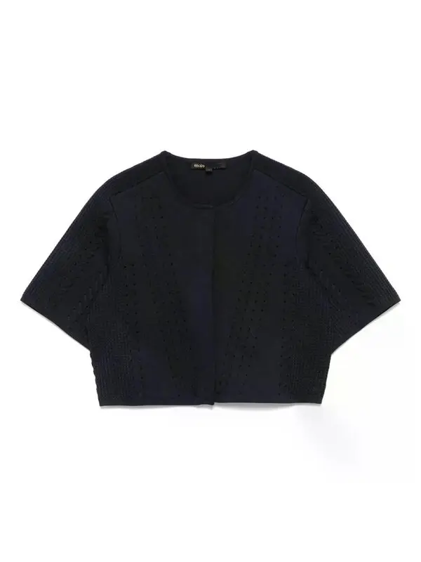 Maje Cropped Pointelle Knit Cardigan