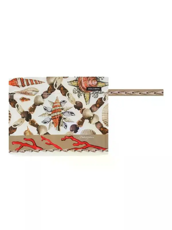 Dolce & Gabbana Shell-print Swim Shorts - Neutrals
