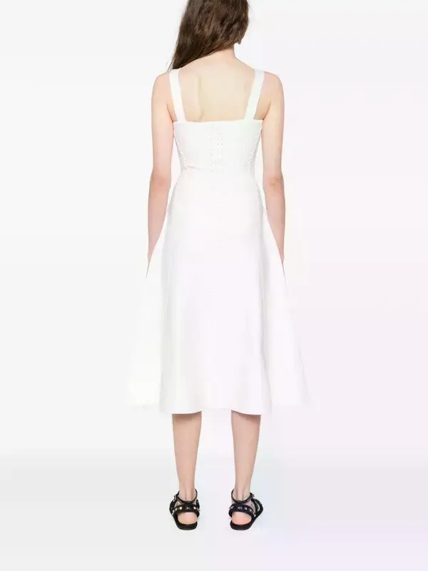 Maje Knitted Midi Dress With Hand-embroidered Details