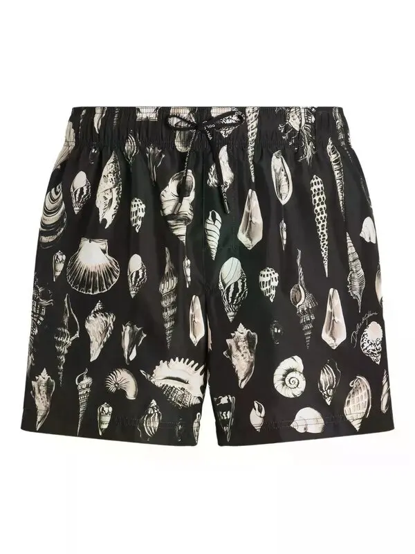 Dolce & Gabbana Shell-print Swim Shorts - Black