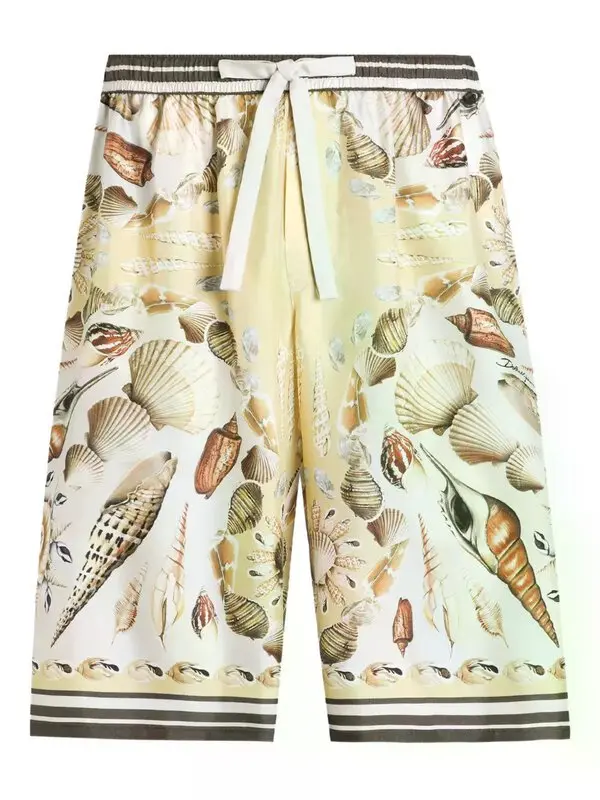 Dolce & Gabbana Silk Printed Bermuda Shorts - Neutrals