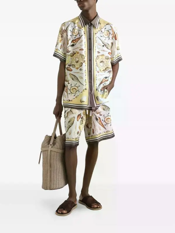 Dolce & Gabbana Silk Printed Bermuda Shorts - Neutrals