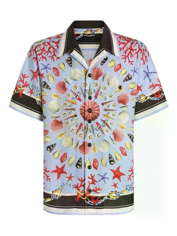 Dolce & Gabbana Shell-print Hawaii Shirt - Blue
