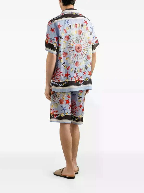 Dolce & Gabbana Shell-print Hawaii Shirt - Blue