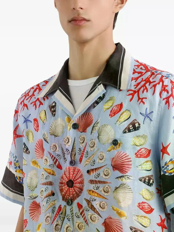 Dolce & Gabbana Shell-print Hawaii Shirt - Blue