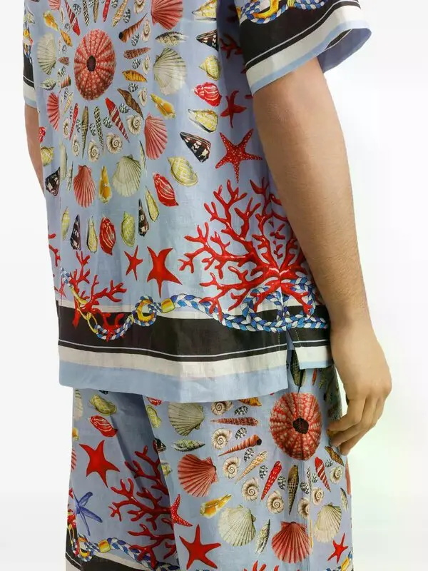 Dolce & Gabbana Shell-print Hawaii Shirt - Blue