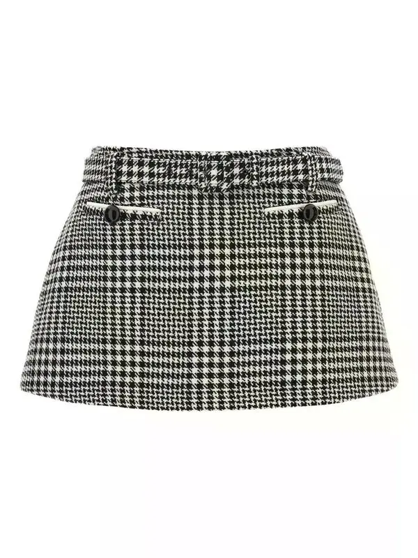 SELF-PORTRAIT Houndstooth Bouclé Wool Skort