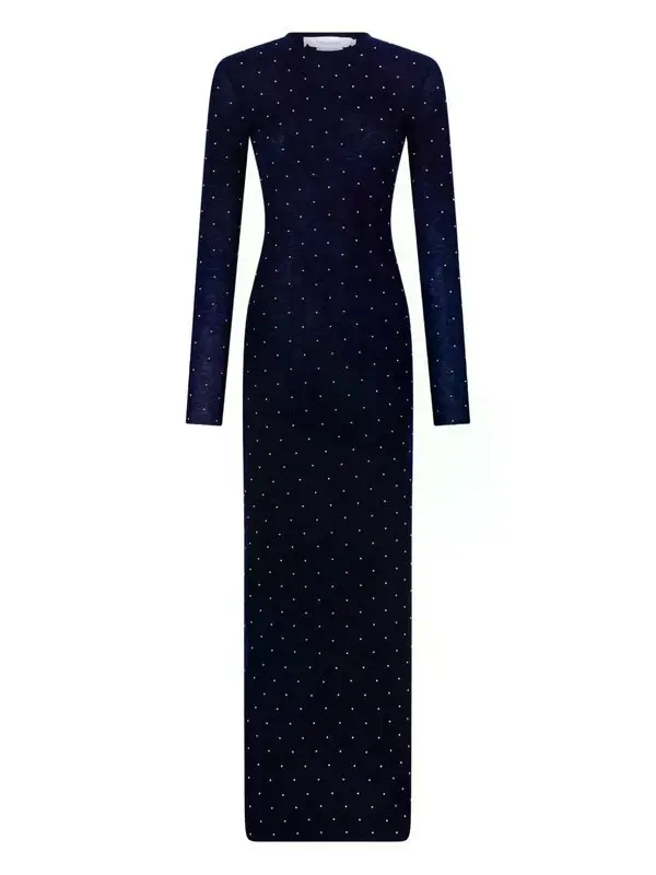 Rabanne Beaded Long-sleeve Gown - Blue