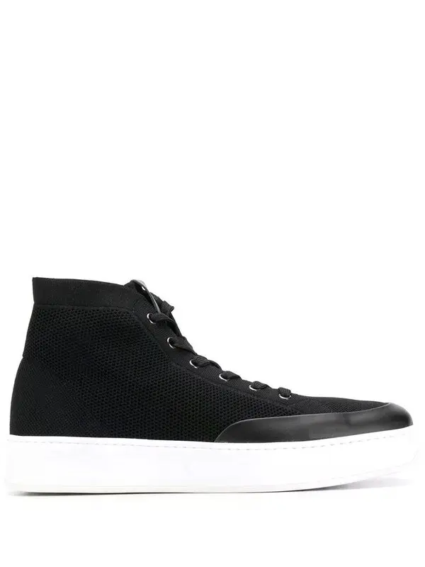 TOD'S Mesh And Leather High-top Sneakers - Black