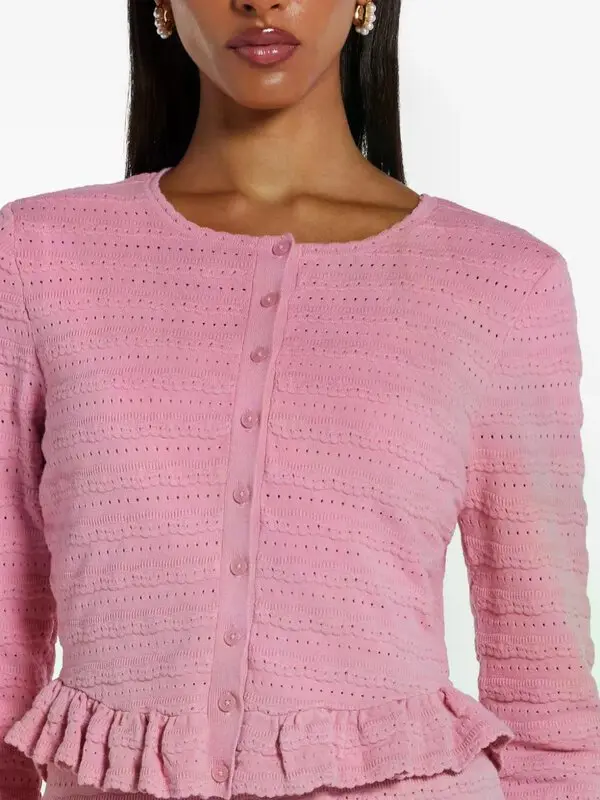 LoveShackFancy Ruffled-hem Cardigan - Pink