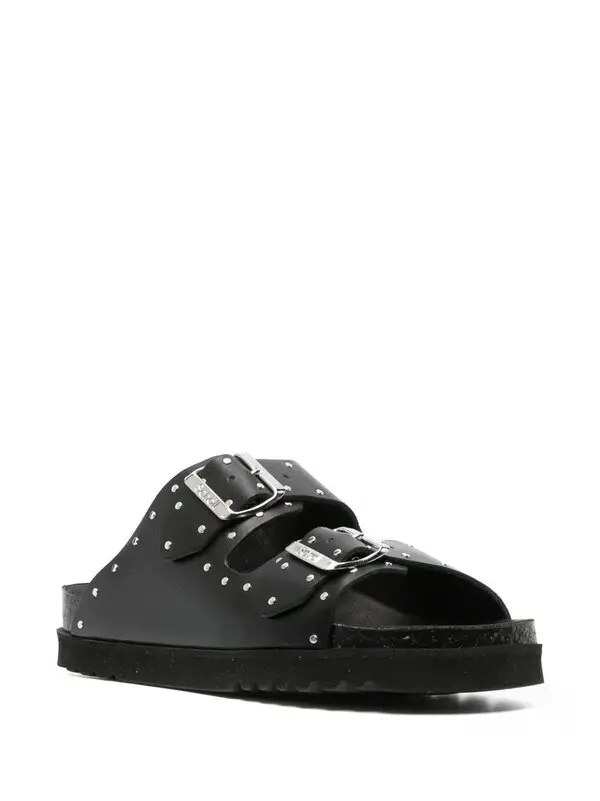 DR. SCHOLL'S SHOES Beatriz Stud-embellished Leather Slides