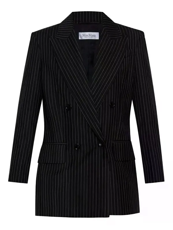 Max Mara Pinstriped Double-breasted Blazer - Black