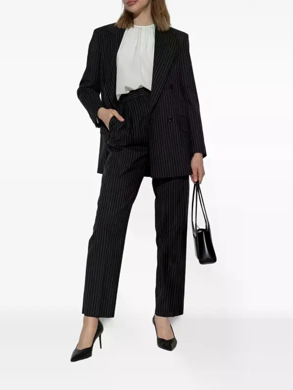 Max Mara Pinstriped Double-breasted Blazer - Black