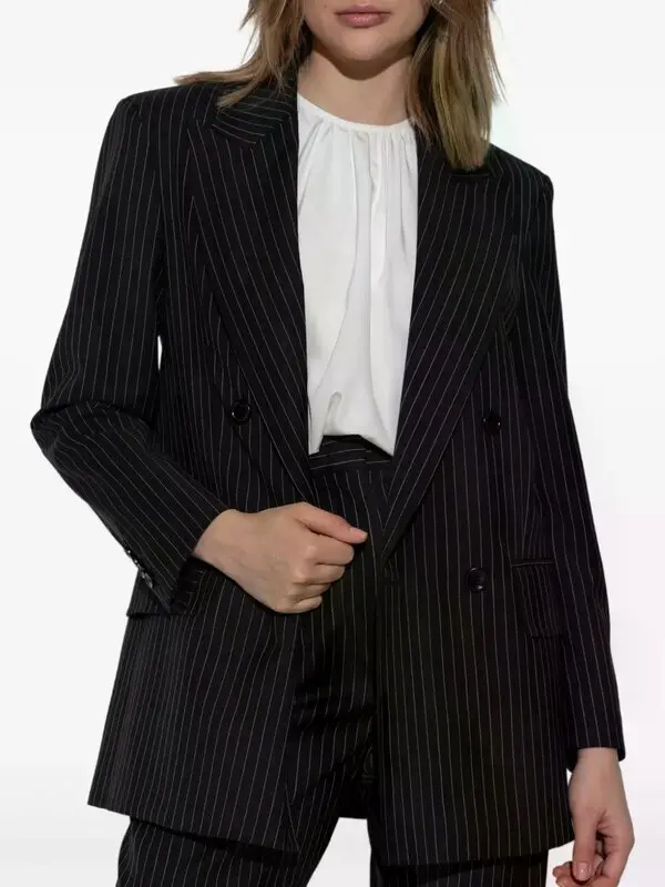 Max Mara Pinstriped Double-breasted Blazer - Black