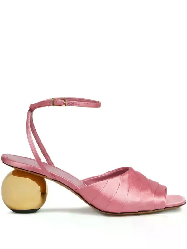 Marni 70mm Satin Sandals With Spherical Jewel Heel - Pink