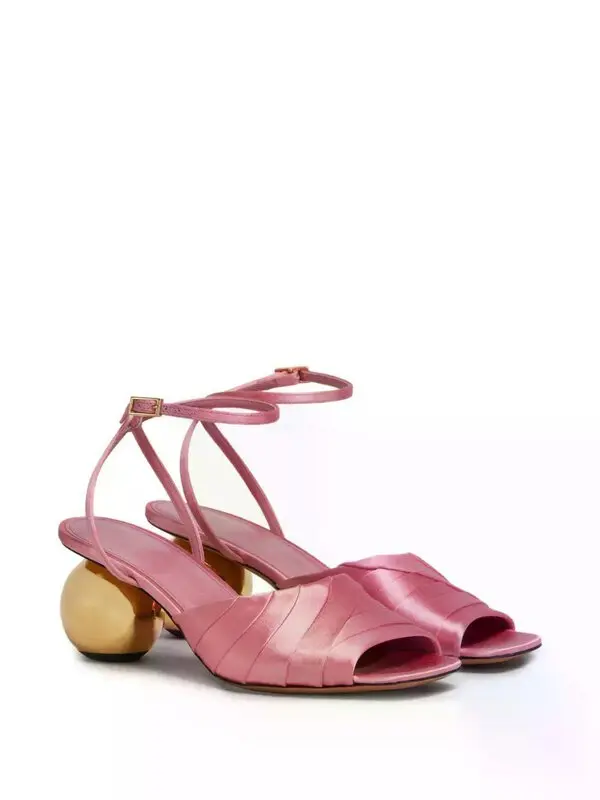 Marni 70mm Satin Sandals With Spherical Jewel Heel - Pink