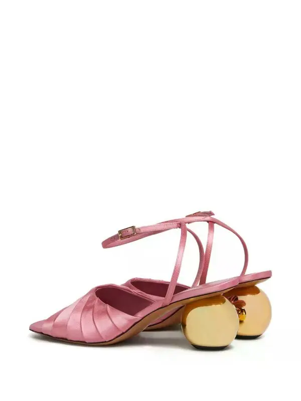 Marni 70mm Satin Sandals With Spherical Jewel Heel - Pink