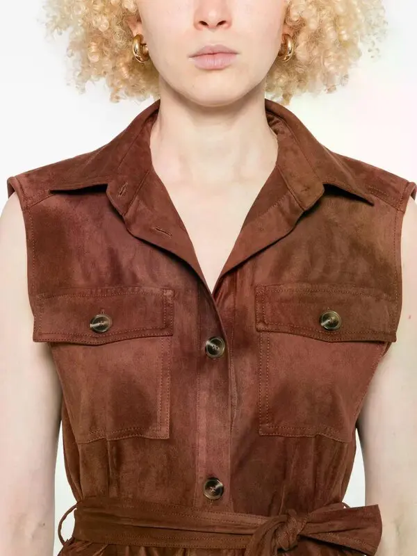 D.exterior Button-up Gilet With Belt